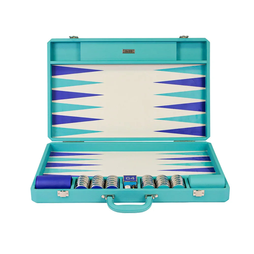 Tiffany Blue | 23" Grand Metal Backgammon Set with Silver Checkers ...